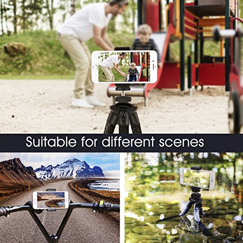 Camera/Phone Tripod,Patekfly 12 Inch Flexible Camera Tripod for Canon/Nikon/Sony DSLR Cam/Action Cam, Phone Tripod Stand with Cell Phone Holder Clip for iPhone/Android Phone(3 in 1)