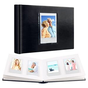 64 pockets mini photo album with writing space, front window, polaroid photo albums 3 inch for fujifilm instax mini 12 11 9 8 7+ 40 evo film, polaroid 300, hp sprocket, k-pop photocards (black)