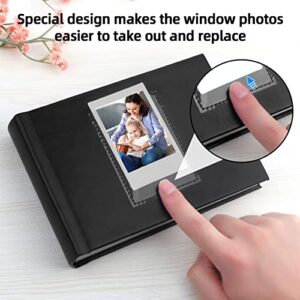 64 Pockets Mini Photo Album with Writing Space, Front Window, Polaroid Photo Albums 3 Inch for Fujifilm Instax Mini 12 11 9 8 7+ 40 EVO Film, Polaroid 300, HP Sprocket, K-pop Photocards (Black)