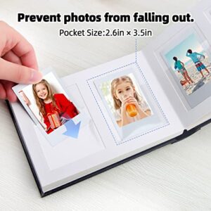 64 Pockets Mini Photo Album with Writing Space, Front Window, Polaroid Photo Albums 3 Inch for Fujifilm Instax Mini 12 11 9 8 7+ 40 EVO Film, Polaroid 300, HP Sprocket, K-pop Photocards (Black)