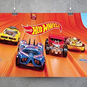 Hot Car Backdrops for Birthday Party Decorations Supplies, Race Cars Photo Backgrounds Boy Cake Table Decorations Banner 5x3ft