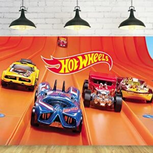 Hot Car Backdrops for Birthday Party Decorations Supplies, Race Cars Photo Backgrounds Boy Cake Table Decorations Banner 5x3ft