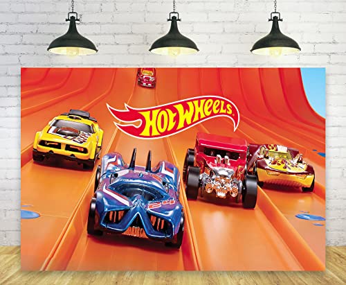 Hot Car Backdrops for Birthday Party Decorations Supplies, Race Cars Photo Backgrounds Boy Cake Table Decorations Banner 5x3ft