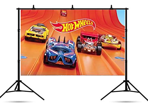 Hot Car Backdrops for Birthday Party Decorations Supplies, Race Cars Photo Backgrounds Boy Cake Table Decorations Banner 5x3ft