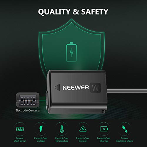 Neewer AC-PW20 AC Power Supply Adapter and DC Coupler Dummy Battery Charger Kit Replace NP-FW50 Battery Compatible with Sony A7/7R/7S A7II/7RII/7SII A6500/6400/6300/6100 NEX3/5/6/7 DSC-RX10 II III IV