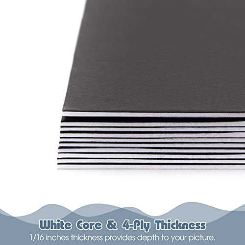 Golden State Art, Pack of 10, 1/16" Thickness Uncut Mat Matte Board Backing for Picture Frame, White Core (11x14, Black)