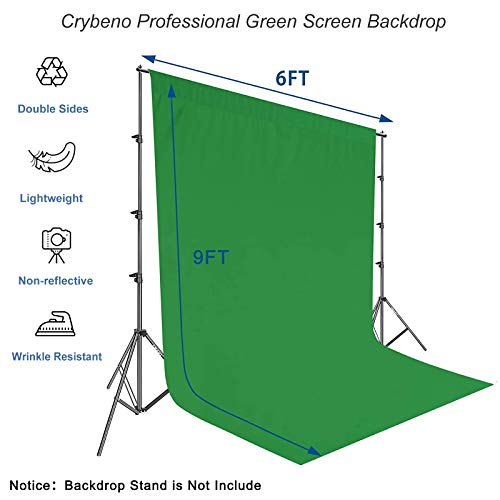 Green Screen Backdrops, Portable Solid Color Photography Backdrops Cloth, 6.0 x 9.0 ft Collapsible Green Backdrop Background for Photography, Video Studio