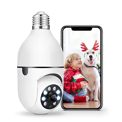 ANBIUX Light Bulb Security Camera, 2MP Light Bulb Camera WiFi Outdoor with Color Night Vision & AI Motion Detection & 2-Way Audio for Baby/Elder/Pet(Support Phone&PC)