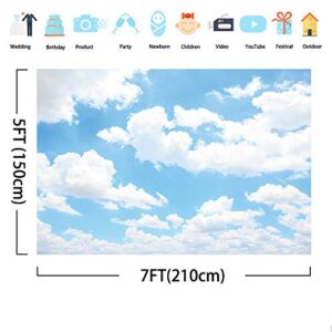 SVBright 7(W) x 5(H) ft Polyester Fabric Blue Sky White Clouds Backdrop Party Wall Decorations Sunshine 1ST Newborn Baby Shower Birthday Table Banner Photo Booth Photography Background Photo Studio