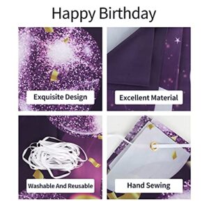 HAMIGAR 6x4ft Happy 17th Birthday Banner Backdrop - 17 Years Old Birthday Decorations Party Supplies for Girls - Purple