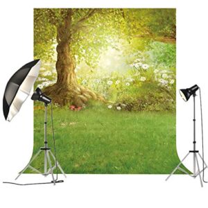 aosto 6x8ft spring photography backdrop easter woodland meadow flower fairy tale under the tree background xt-3992