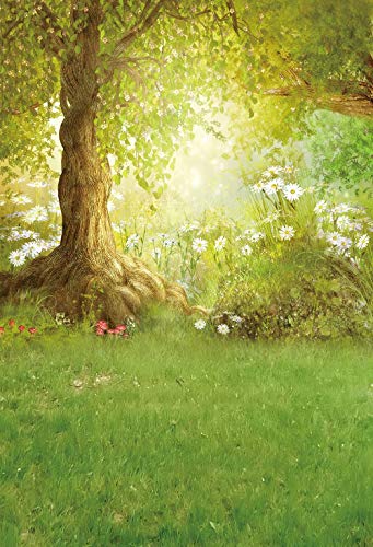 AOSTO 6x8ft Spring Photography Backdrop Easter Woodland Meadow Flower Fairy Tale Under The Tree Background XT-3992