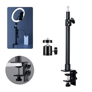 SUPON Desk Mount Stand, Desktop C Clamp Mounting Stand, 14-23 Inch Adjustable Aluminum Tabletop Light Stand with 360° Rotatable Ball Head, 1/4" Screw Tip for Ring Light, Video Light, Camera, YouTube