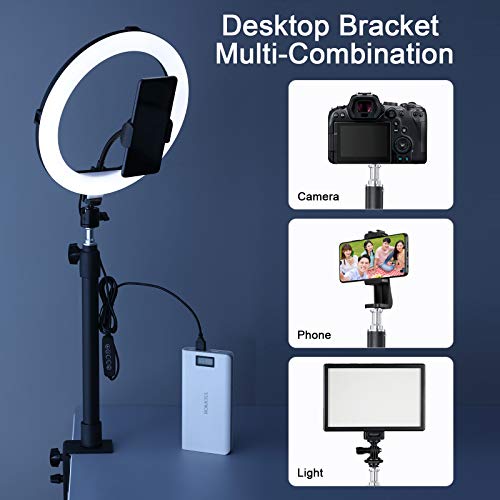 SUPON Desk Mount Stand, Desktop C Clamp Mounting Stand, 14-23 Inch Adjustable Aluminum Tabletop Light Stand with 360° Rotatable Ball Head, 1/4" Screw Tip for Ring Light, Video Light, Camera, YouTube