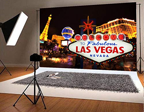 Art Studio 7x5ft Welcome to Las Vegas Photography Backdrop City Billboard Banner Casino Night Scenery Party Decorations Photo Background Vinyl Studio Booth Props