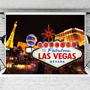 Art Studio 7x5ft Welcome to Las Vegas Photography Backdrop City Billboard Banner Casino Night Scenery Party Decorations Photo Background Vinyl Studio Booth Props