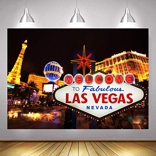 Art Studio 7x5ft Welcome to Las Vegas Photography Backdrop City Billboard Banner Casino Night Scenery Party Decorations Photo Background Vinyl Studio Booth Props