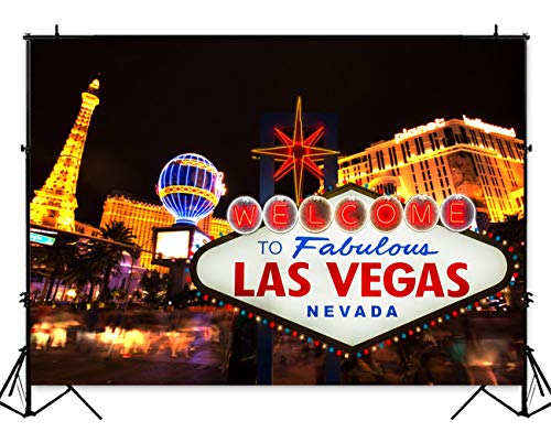 Art Studio 7x5ft Welcome to Las Vegas Photography Backdrop City Billboard Banner Casino Night Scenery Party Decorations Photo Background Vinyl Studio Booth Props