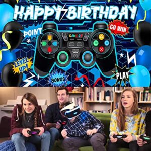 Game Birthday Party Decoration Gaming Happy Birthday Backdrop Photo Background Banner Poster for Game Party Decorations Party Supplies 70.8 x 47.2 Inch