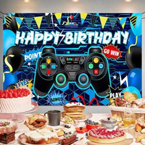 Game Birthday Party Decoration Gaming Happy Birthday Backdrop Photo Background Banner Poster for Game Party Decorations Party Supplies 70.8 x 47.2 Inch