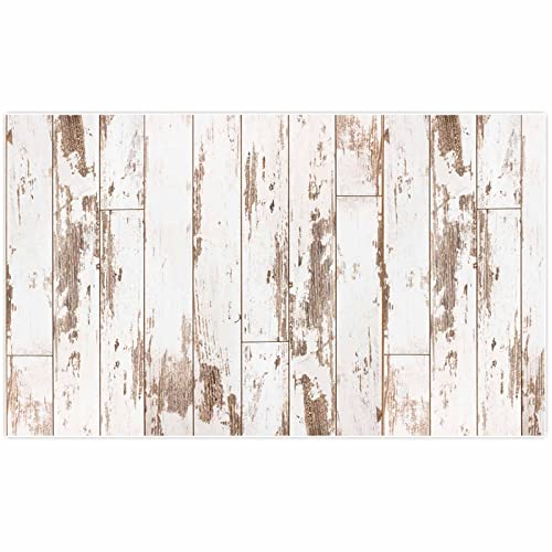 Allenjoy 5x3FT White Wood Rustic Wooden Floor Backdrop for Newborn Photography Vinyl Photographic Background Baby Shower Kids Birthday Cake Smash Photoshoot Photographer Props