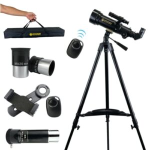 AstroLite 70AZ Refractor Telescope Travel Bag Bundle – 20x-120x Magnification - 70mm Aperture 400mm Focal Length Telescope – Bonus Smartphone Adapter - Manual Alt-AZ Telescope for Beginners