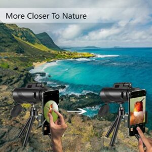 80X100 Monoculars for Adults High Power Monocular Telescope for Smartphone Wildlife Bird Watching Hunting Camping Travel Scenery with Smartphone Holder & Tripod