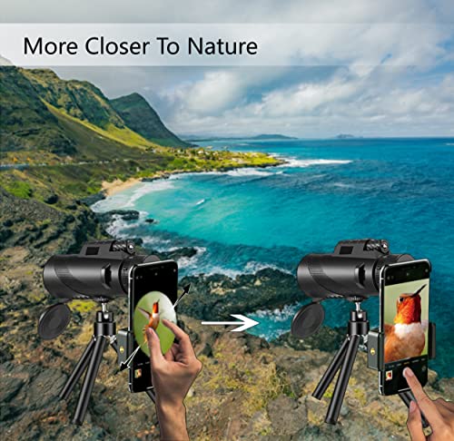 80X100 Monoculars for Adults High Power Monocular Telescope for Smartphone Wildlife Bird Watching Hunting Camping Travel Scenery with Smartphone Holder & Tripod