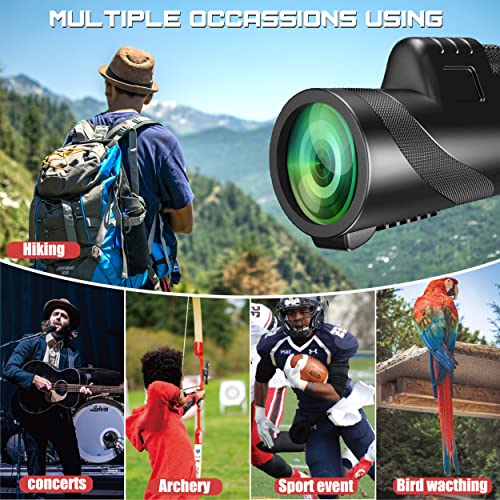 80X100 Monoculars for Adults High Power Monocular Telescope for Smartphone Wildlife Bird Watching Hunting Camping Travel Scenery with Smartphone Holder & Tripod