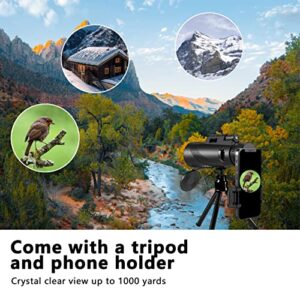 80X100 Monoculars for Adults High Power Monocular Telescope for Smartphone Wildlife Bird Watching Hunting Camping Travel Scenery with Smartphone Holder & Tripod