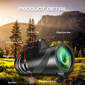 80X100 Monoculars for Adults High Power Monocular Telescope for Smartphone Wildlife Bird Watching Hunting Camping Travel Scenery with Smartphone Holder & Tripod