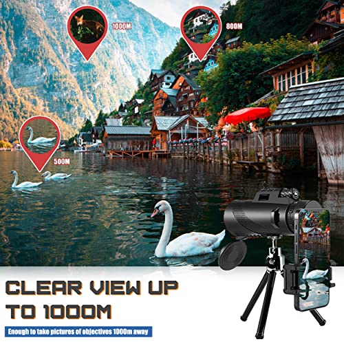 80X100 Monoculars for Adults High Power Monocular Telescope for Smartphone Wildlife Bird Watching Hunting Camping Travel Scenery with Smartphone Holder & Tripod