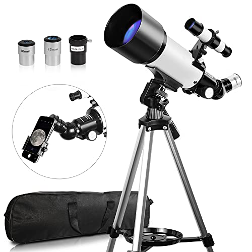 Telescope, Telescopes for Adults, 70mm Aperture 400mm Focal Length, Telescopes for Adults Astronomy Travel Refractor Telescope with Carry Bag, Gift for Kids