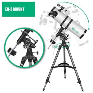 150EQ Telescope, 750mm Telescopes for Adults Astronomy with German Technology Equatorial, Fully- Coated Glass Optics Professional Newtonian Reflector Telescopes for Astronomy Beginners