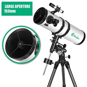 150EQ Telescope, 750mm Telescopes for Adults Astronomy with German Technology Equatorial, Fully- Coated Glass Optics Professional Newtonian Reflector Telescopes for Astronomy Beginners