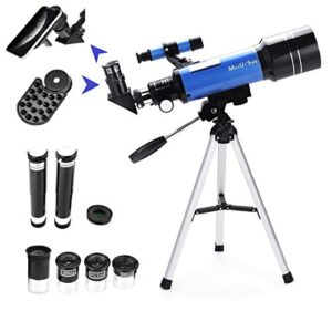 maxusee 70mm telescope for kids & astronomy beginners, refractor telescope with tripod & finder scope, portable telescope with 4 magnification eyepieces & phone adapter