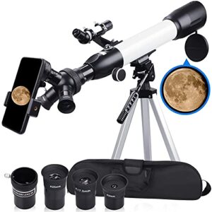 telescope,20x-167x hd telescop 60mm aperture 500mm az mount astronomical refracting telescope adjustable portable telescopes with adjustable tripod, phone adapter, nylon bag…