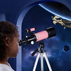 Telescope for Kids Girls Astronomy Beginners - 70mm Aperture and 400mm Focal Length Professional Refractor Telescope for Adults Great Christmas Astronomy Gift for Kids with Gift Package, Pink