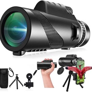 80x100 Monocular-Telescope High Powered Monocular for Adults Monocular for Smartphone Adapter Monocular Telescope Hunting Wildlife Bird Watching Travel Camping Hiking