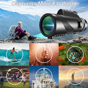 80x100 Monocular-Telescope High Powered Monocular for Adults Monocular for Smartphone Adapter Monocular Telescope Hunting Wildlife Bird Watching Travel Camping Hiking