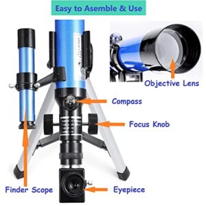 MaxUSee Kids Telescope 400x40mm with Finder Scope for Kids & Beginners + Portable 10X42 HD Monocular with BAK4 Prism FMC Lens for Moon Viewing Bird Watching Wildlife Scenery