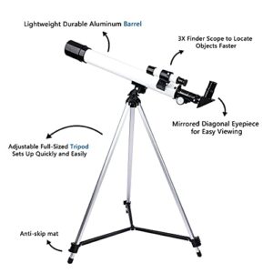 Telescopes for Adults Astronomy, 30X-300X Refractor Telescope for Kids and Beginners, 50mm Aperture 600mm Portable Telescope with Tripod, Phone Adapter, Shutter Remote to View Moon and Stars