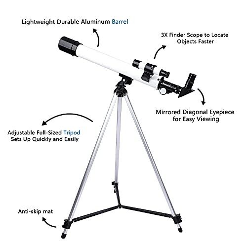 Telescopes for Adults Astronomy, 30X-300X Refractor Telescope for Kids and Beginners, 50mm Aperture 600mm Portable Telescope with Tripod, Phone Adapter, Shutter Remote to View Moon and Stars