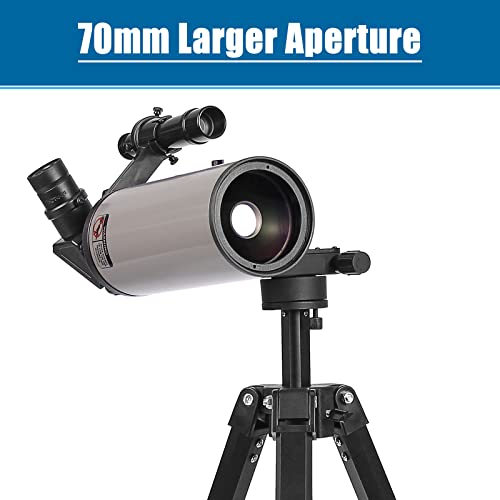 Maksutov-Cassegrain Telescope, Mak70 Telescopes for Adults Kids 1000mm Focal Length 70mm Objective Lens, Beginners Astronomy Telescope with Slow Motion Gimbal Tripod