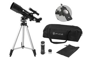 zhumell – 60mm portable refractor telescope – coated glass optics – ideal telescope for beginners – digiscoping smartphone adapter