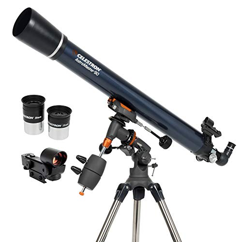 Celestron - AstroMaster 90EQ Refractor Telescope - Refractor Telescope for Beginners - Fully-Coated Glass Optics - Adjustable-Height Tripod - BONUS Astronomy Software Package