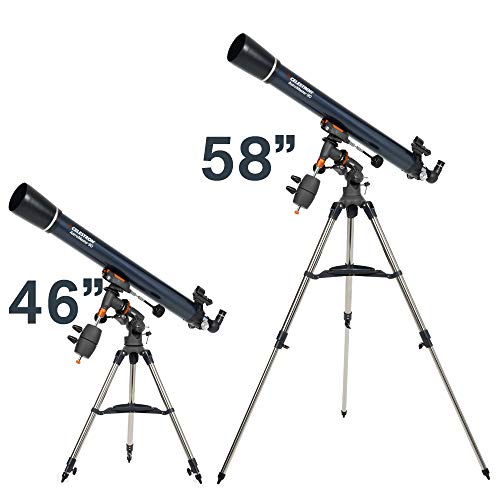 Celestron - AstroMaster 90EQ Refractor Telescope - Refractor Telescope for Beginners - Fully-Coated Glass Optics - Adjustable-Height Tripod - BONUS Astronomy Software Package