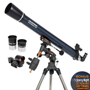 Celestron - AstroMaster 90EQ Refractor Telescope - Refractor Telescope for Beginners - Fully-Coated Glass Optics - Adjustable-Height Tripod - BONUS Astronomy Software Package