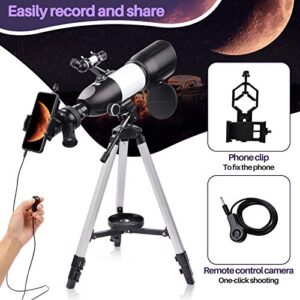 Telescope for Adults & Kids Monocular Refractor Telescope for Astronomy Beginners Professional 400mm 80mm with Tripod & Smartphone Adapter