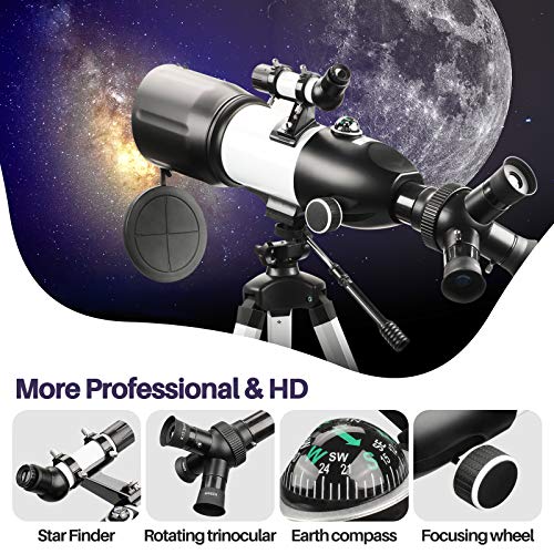 Telescope for Adults & Kids Monocular Refractor Telescope for Astronomy Beginners Professional 400mm 80mm with Tripod & Smartphone Adapter